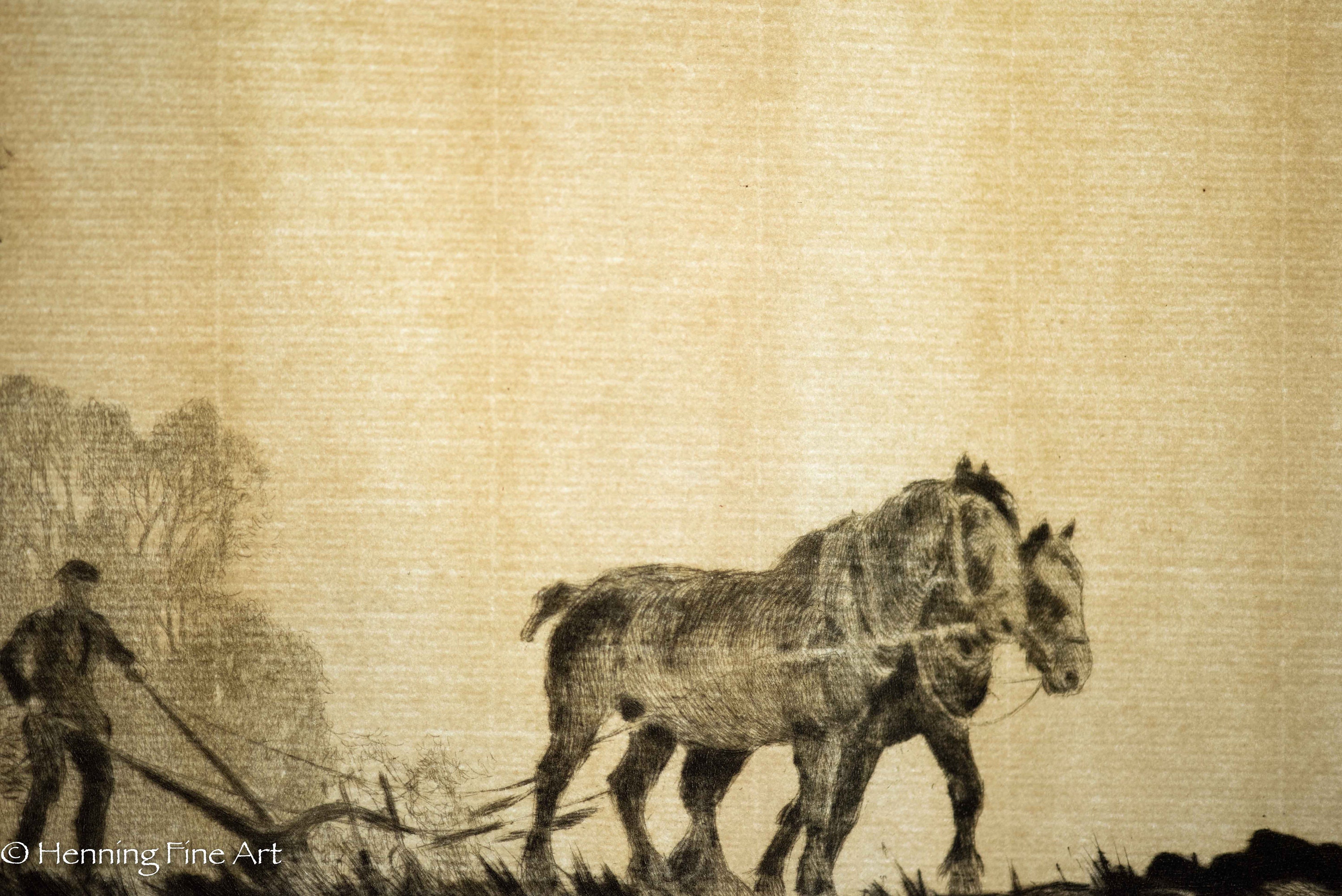 Beautiful Antique Dry Point Etching Farmer Plowing Land - Etsy