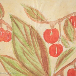 Antique Watercolor Painting by Anne Dane September Hawthorne Red ...