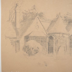 Beautiful Antique Pencil Drawing of Royal Almshouse Whippingham I. of W ...