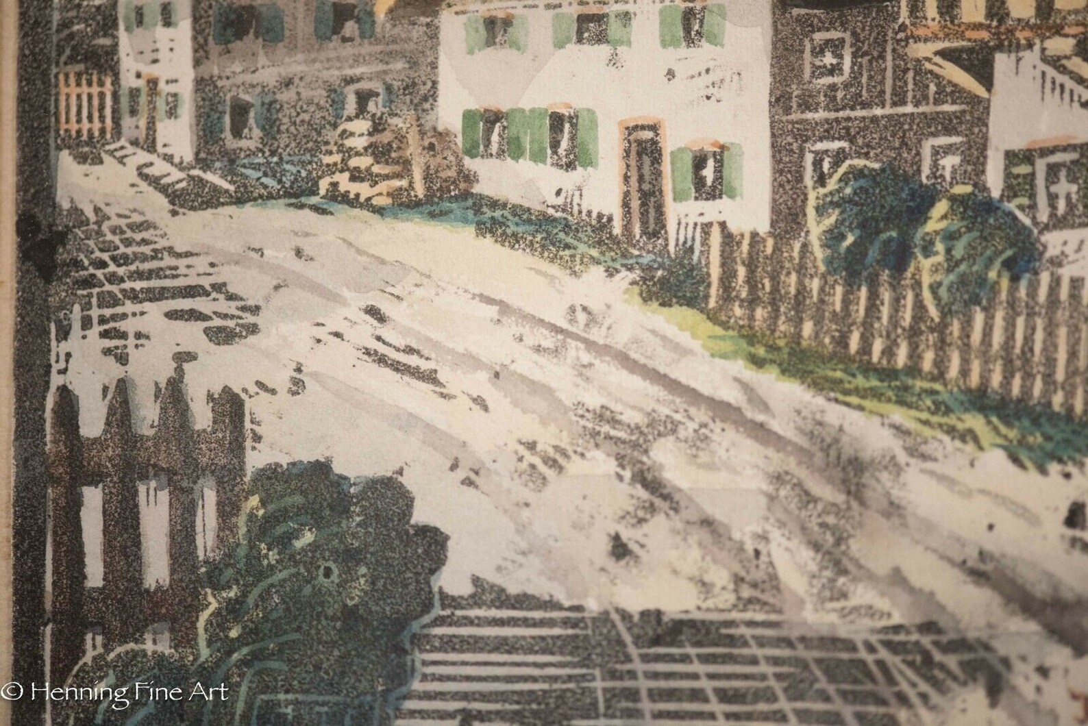 Beautiful Vintage Signed German Woodblock of Dorfstresse Germany ...