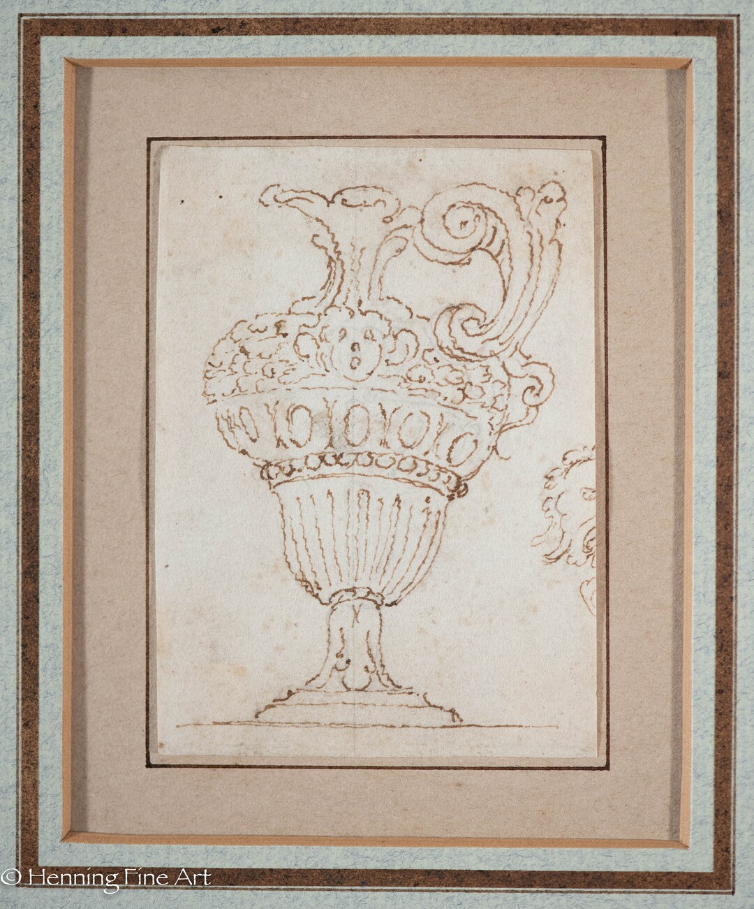 Beautiful Old Master Italian Drawing of Vase With Handle 1600s ...