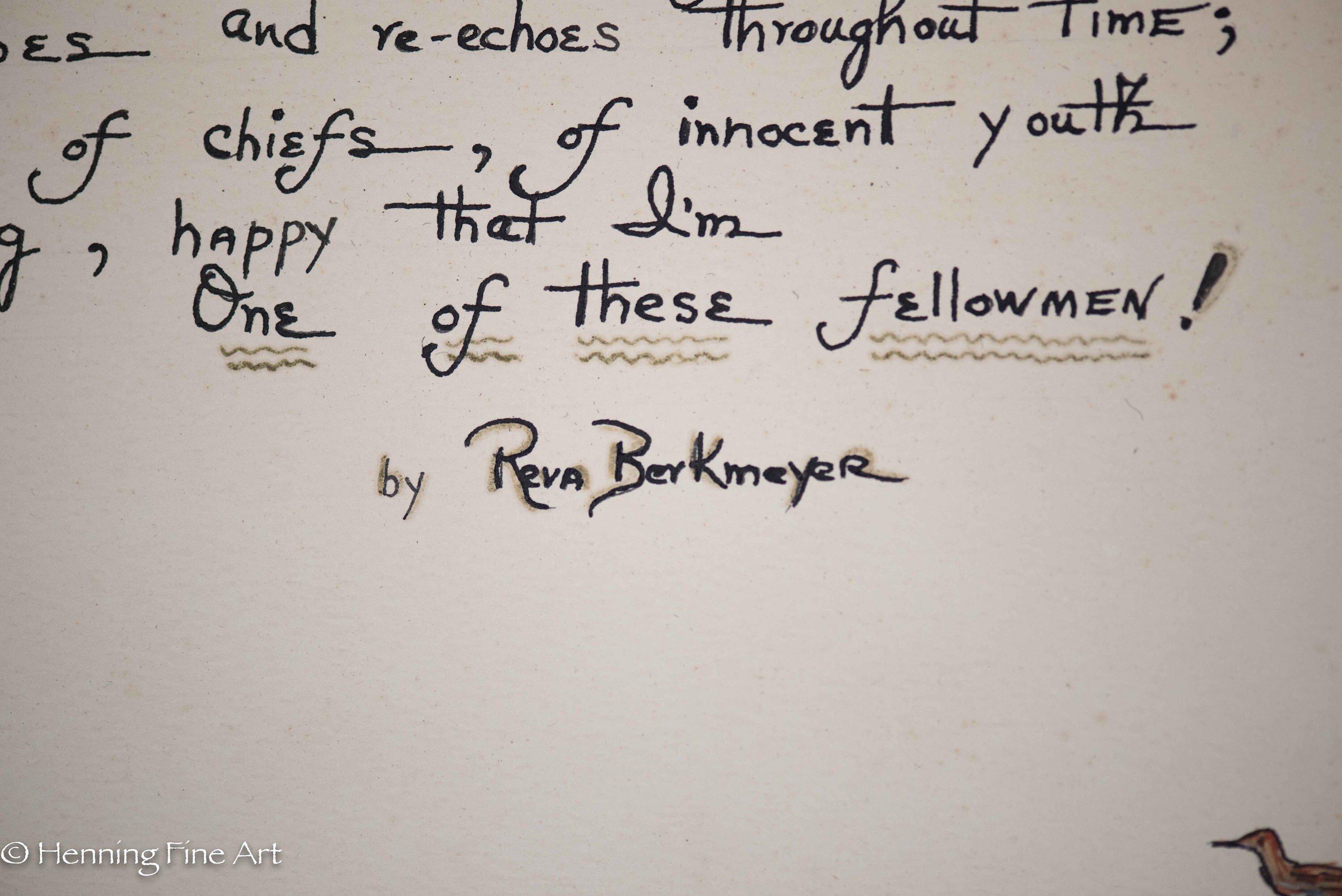 Fine Seneca Native American Hand Written Poem and Watercolor by Reva ...