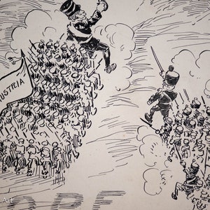 Beautiful Antique WWI Illustration Editorial Ink Drawing by Norman ...