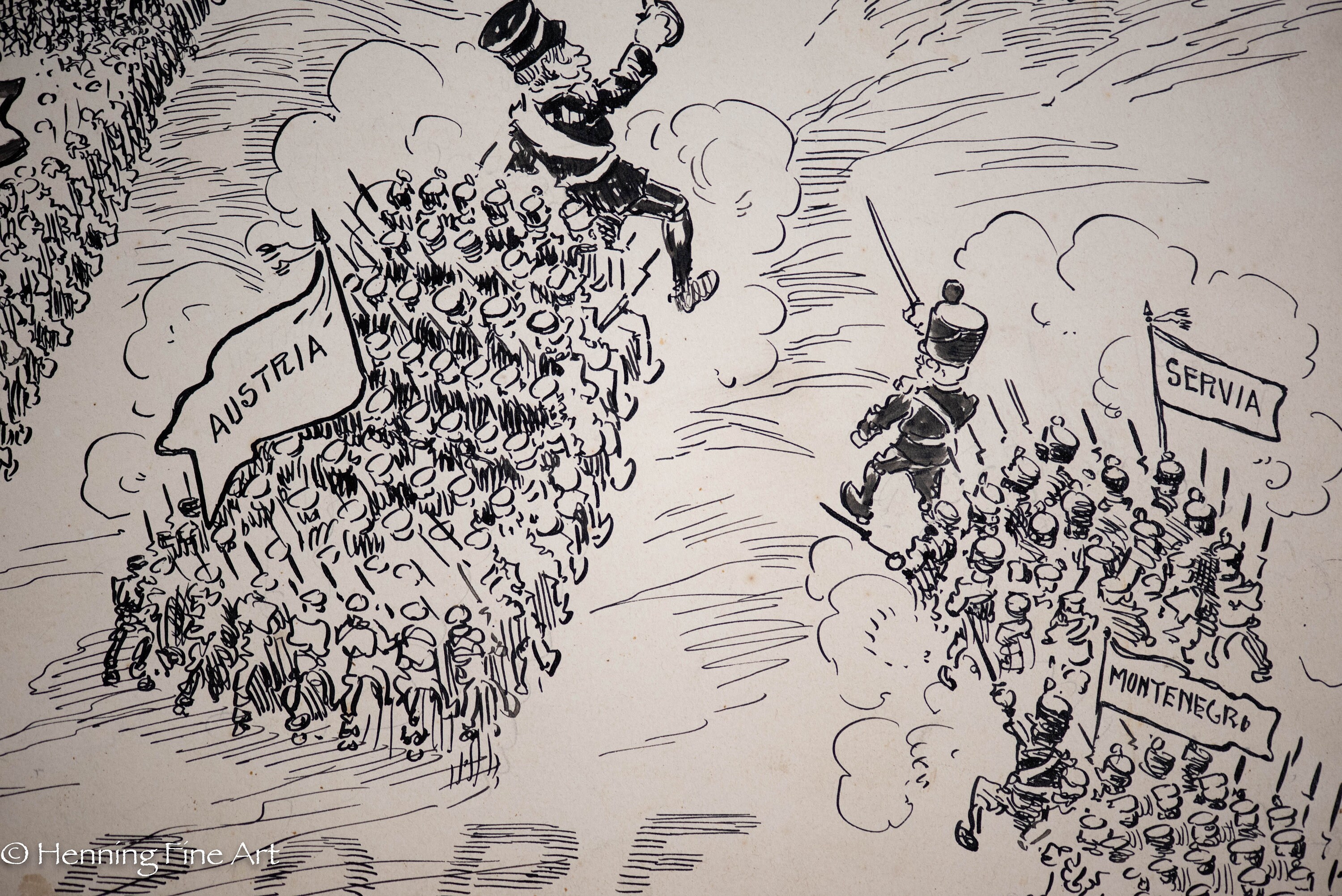 Beautiful Antique WWI Illustration Editorial Ink Drawing by Norman ...