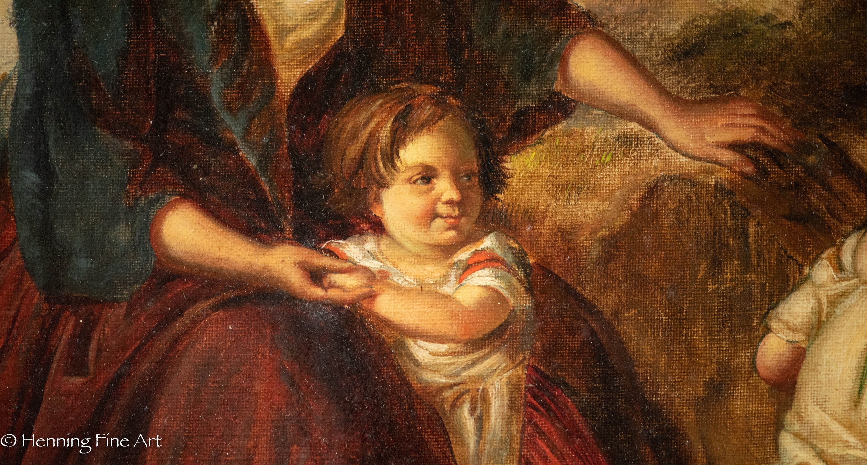 Stunning Antique Edward John Cobbett (attr.) Oil Painting Mother and ...