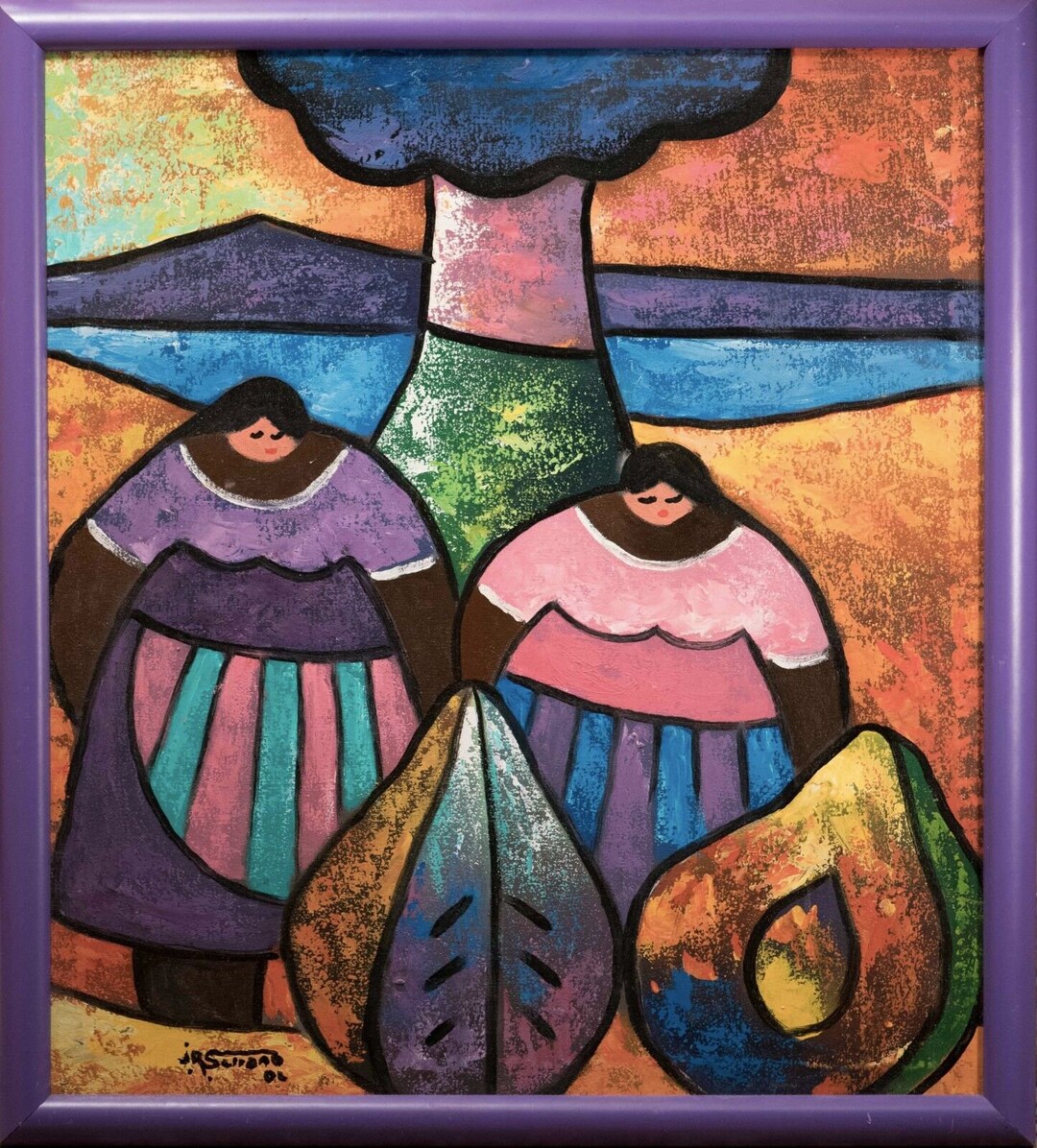 Juan Ramon Serrano Original Oil Painting "south American Women in ...