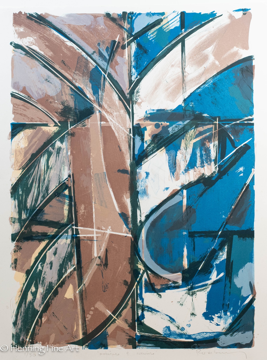 Beautiful Vintage Abstract Lithograph by Bill Rosenberry Morning ...