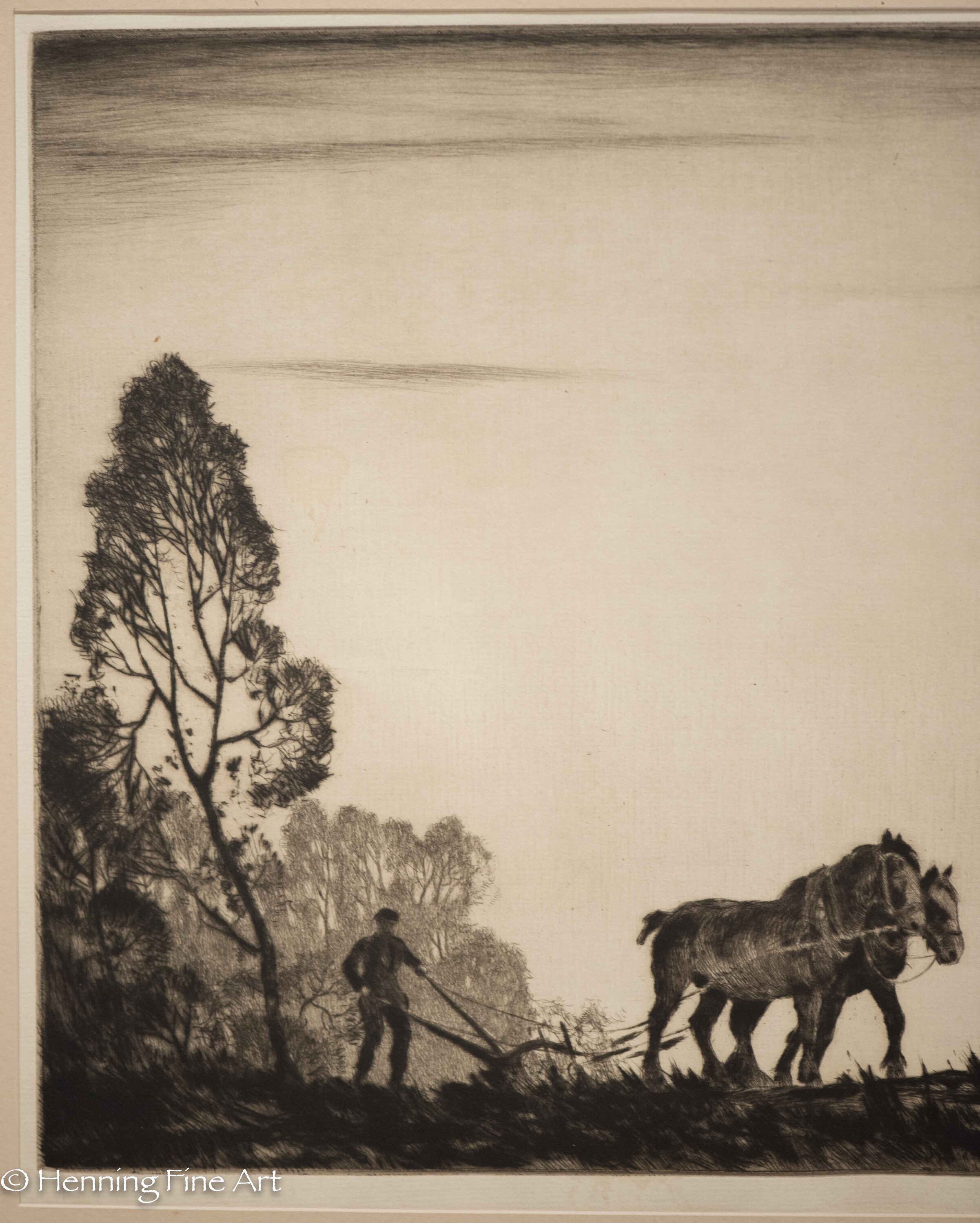Beautiful Antique Dry Point Etching Farmer Plowing Land - Etsy