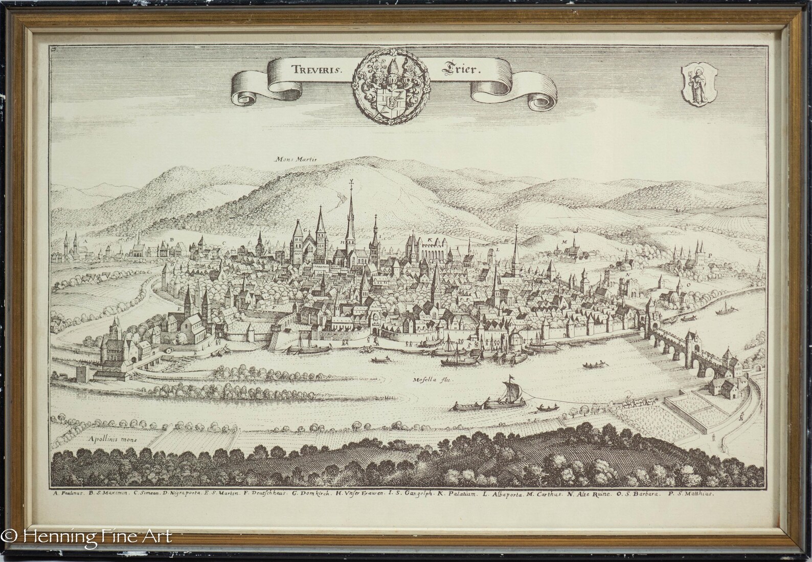 Beautiful Antique German Landscape Engraving of Trier Originally 1646 ...