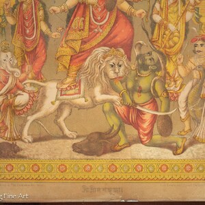 Rare Antique Hindu Lithograph Shri Shri Durga Calcutta Art Studio ...