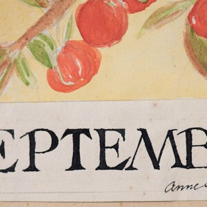 Antique Watercolor Painting by Anne Dane September Hawthorne Red ...
