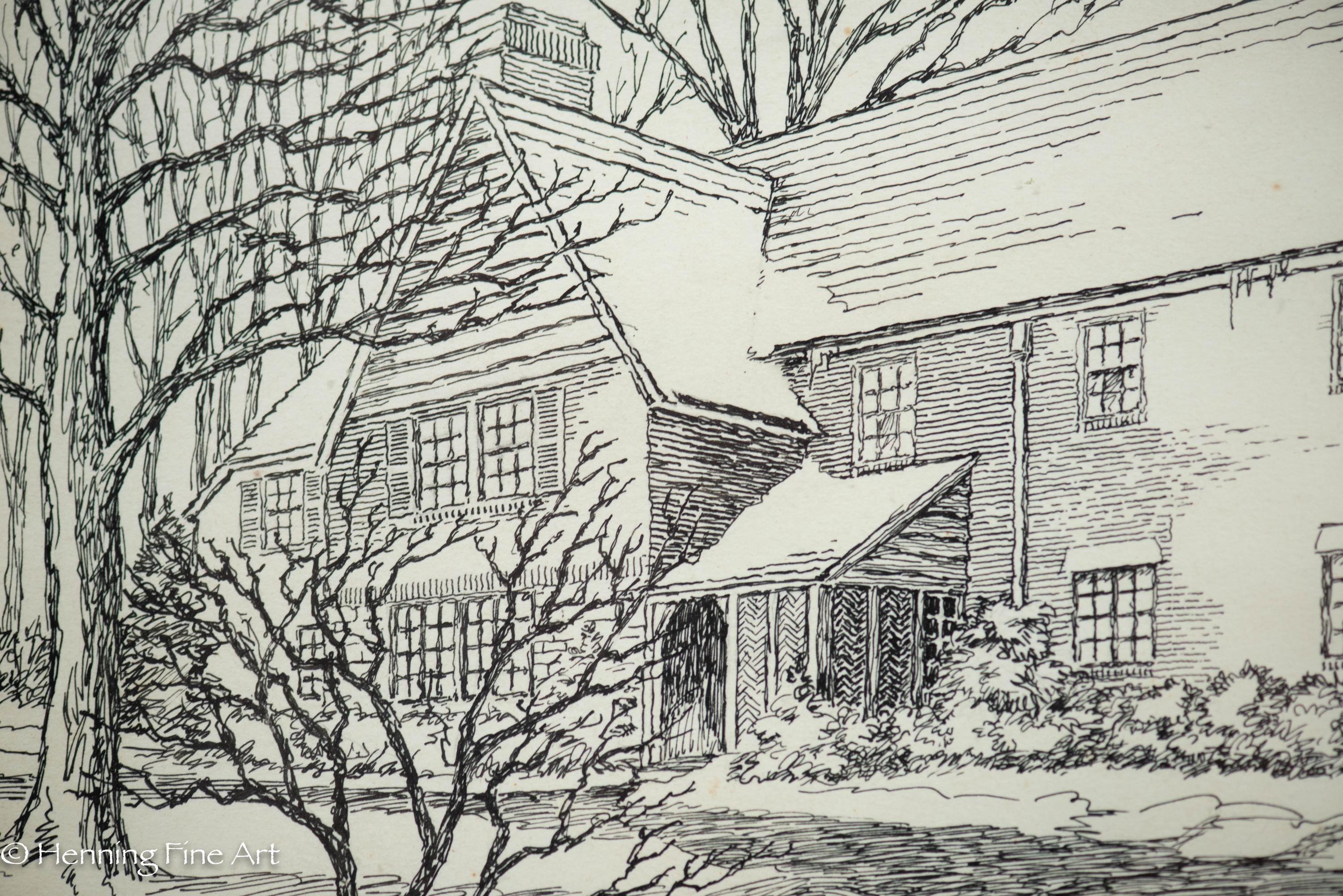 Beautiful Vintage Ink Drawing of Hartford Connecticut Home by Kenneth ...