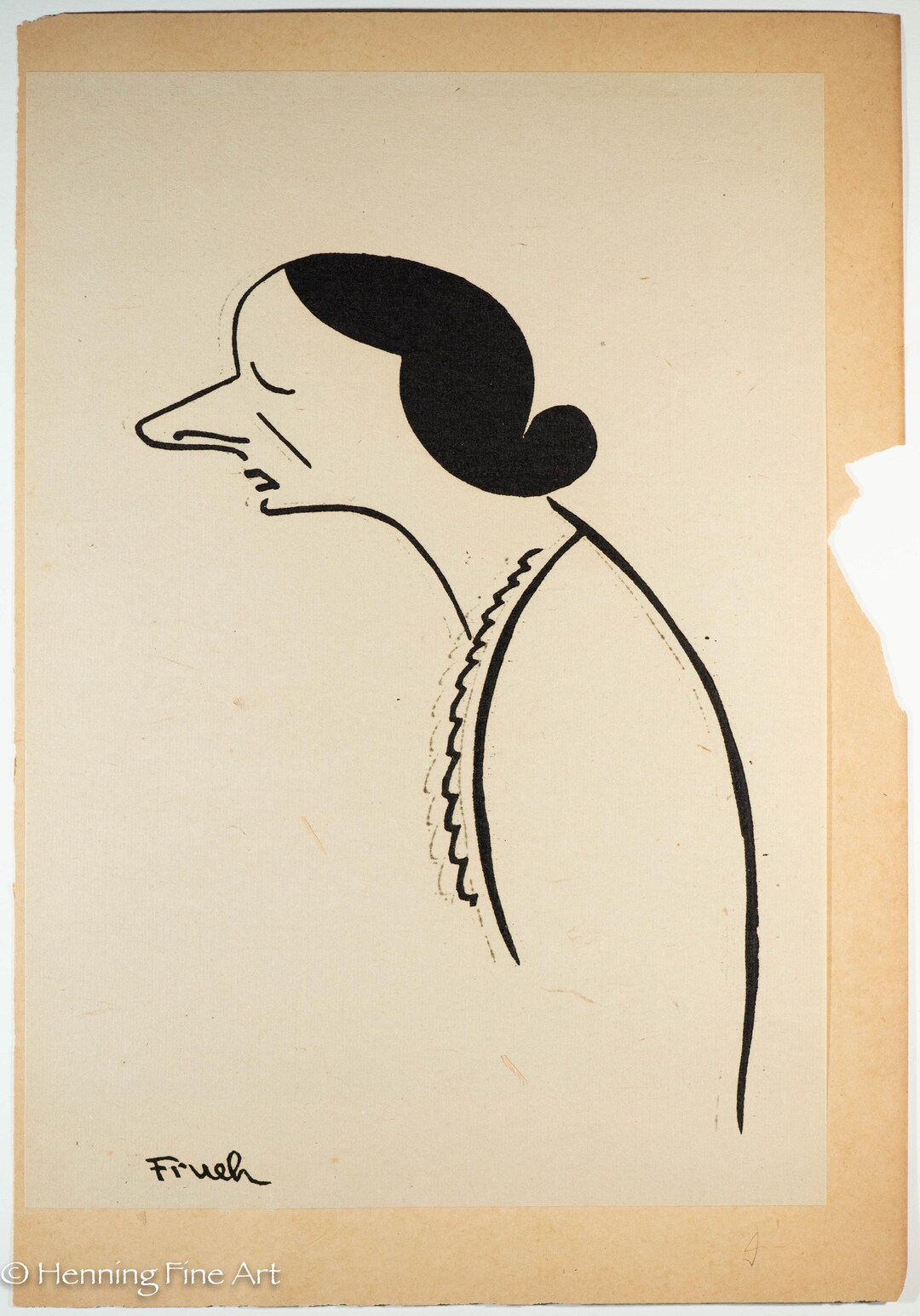 Antique Linocut by New Yorker Artist Al Frueh Titled "frances Starr ...