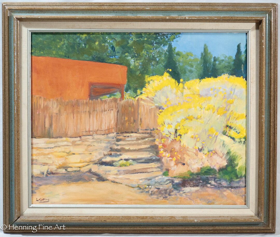 Beautiful Vintage Oil Painting of Western Landscape Yellow Flowers by ...
