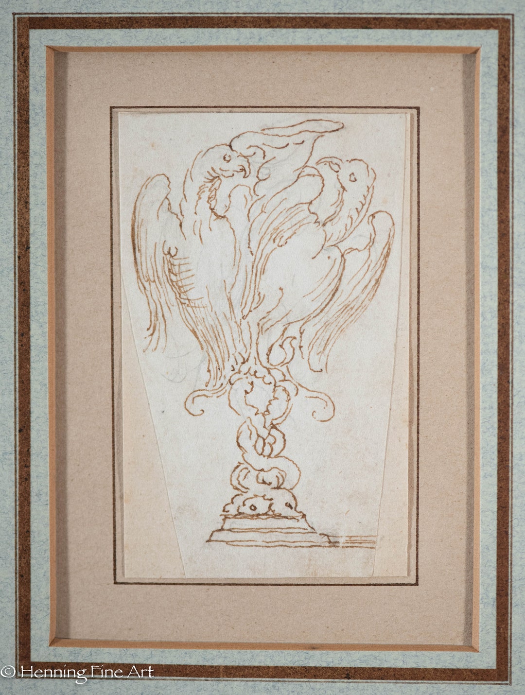 Beautiful Old Master Italian Drawing of Vase With Birds 1600s ...