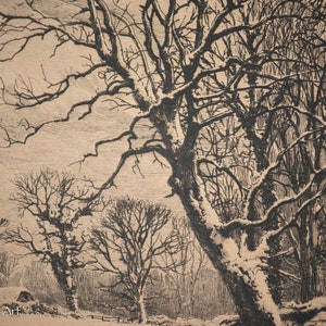 Antique Etching Fred Slocombe the Silvered Way Winter Landscape ...