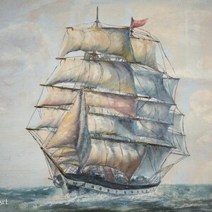 Beautiful Vintage Oil Painting of Clipper Ship at Sea by Mary Mcgowen ...