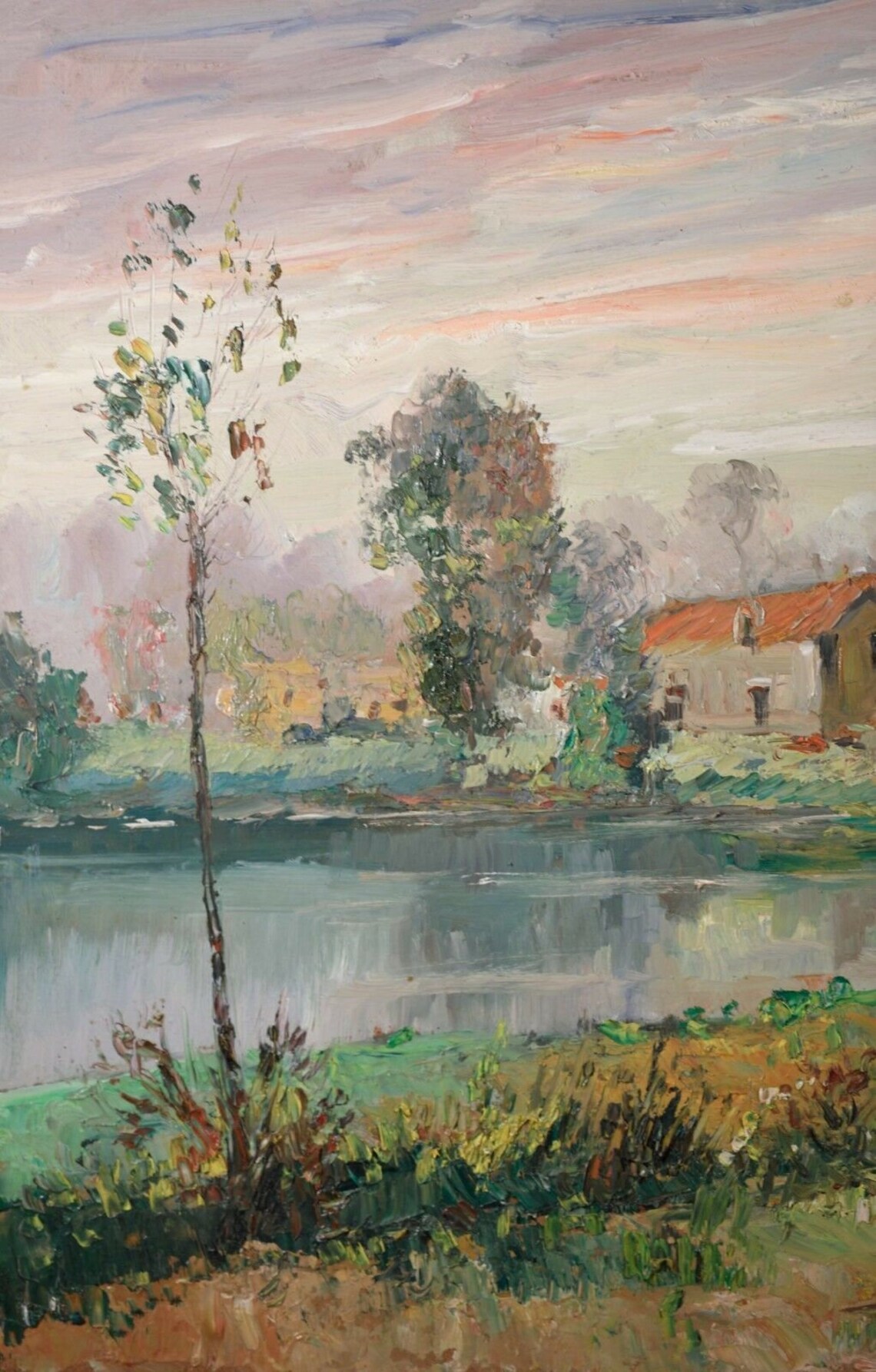 Beautiful Original Impressionist Oil Painting Home on Lake - Etsy