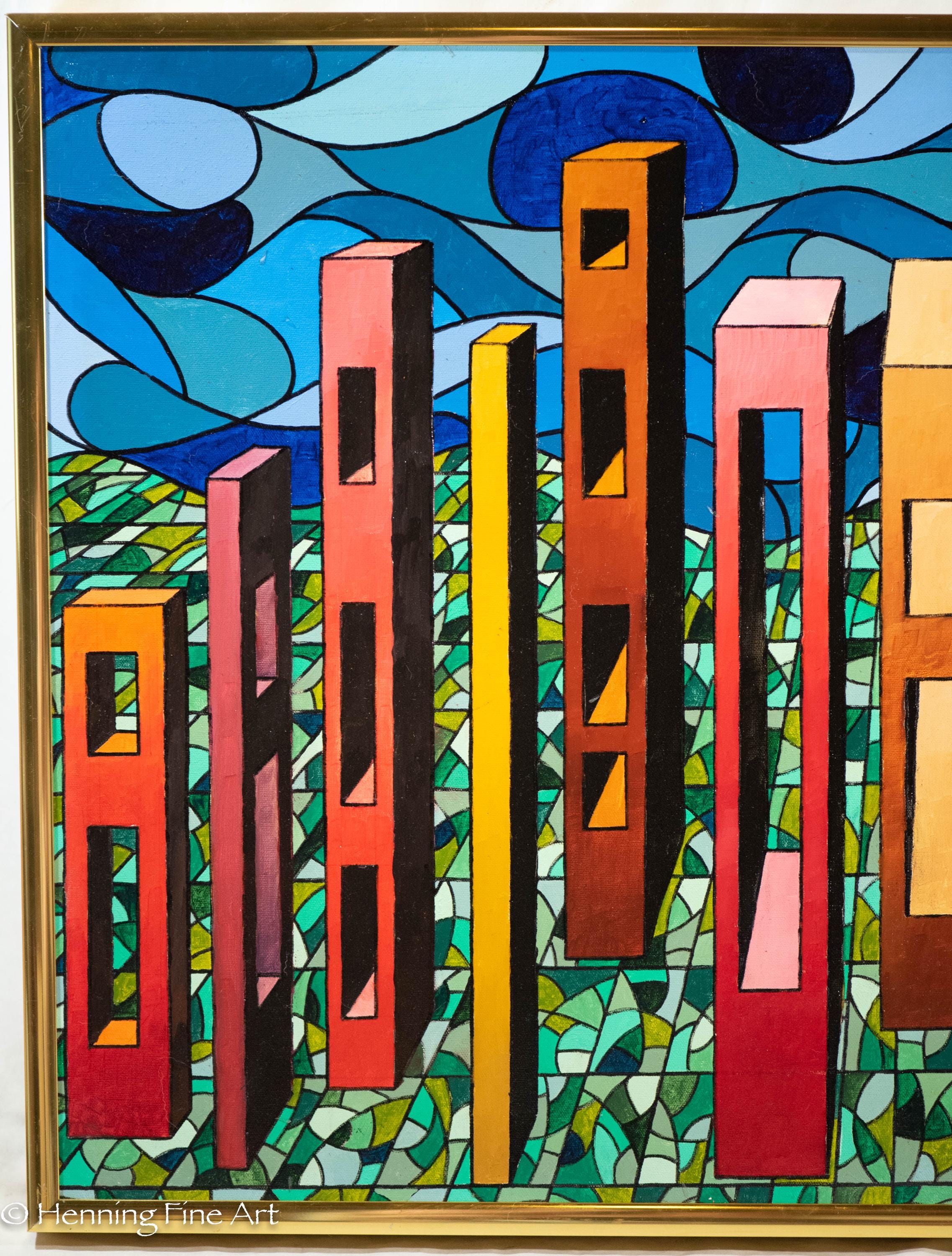 Beautiful Stanley Brundage Abstract Pop Geometric Art Oil Painting ...