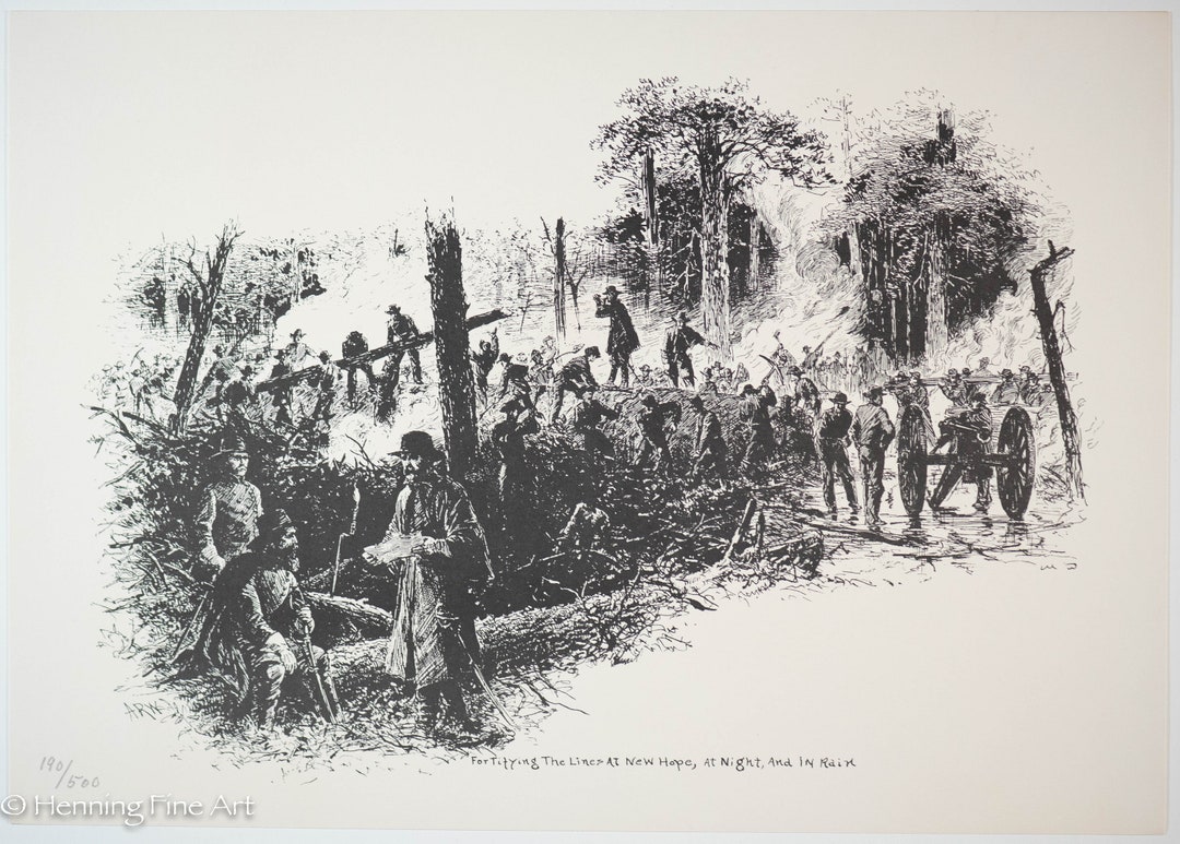 Beautiful Vintage Civil War Lithograph Lines at New Hop Kennesaw Mt ...