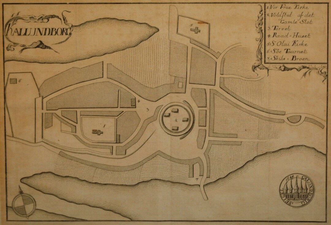 Antique Map Dated 1648 of Kallundborg, Denmark, Outstanding Print, RARE ...