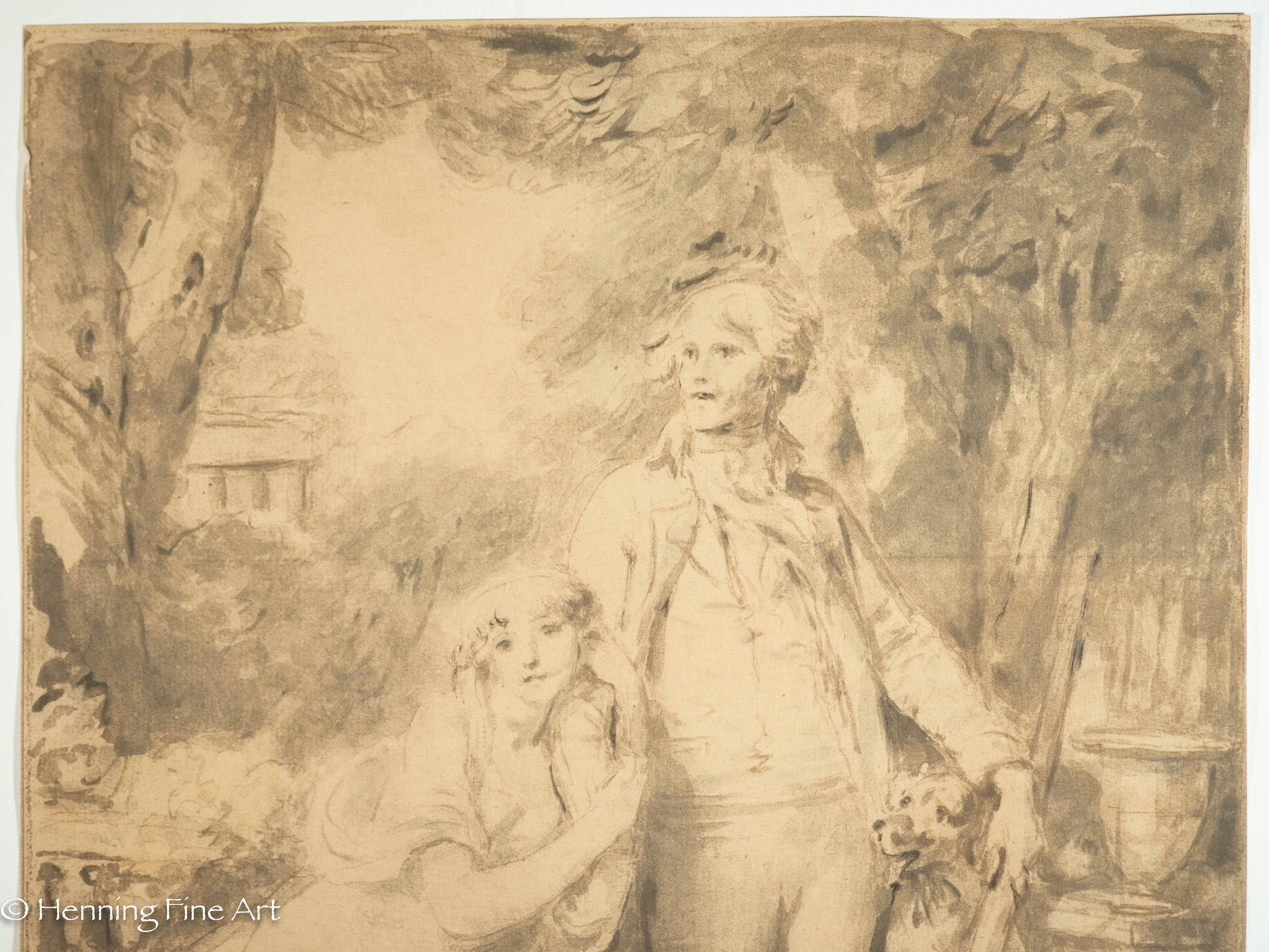 Beautiful Antique French School Lithograph of Hunter and Lover, Stamped ...