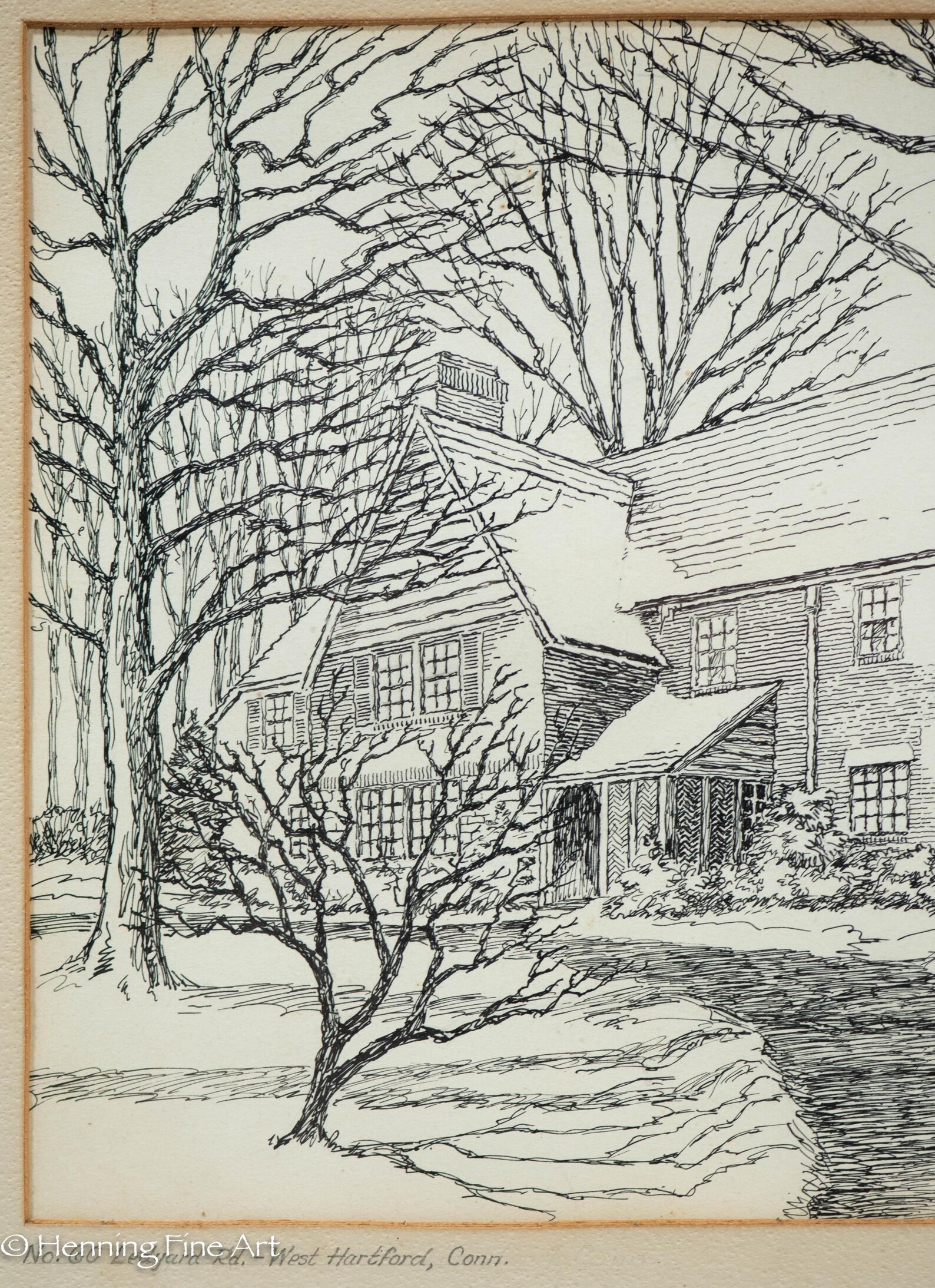 Beautiful Vintage Ink Drawing of Hartford Connecticut Home by Kenneth ...