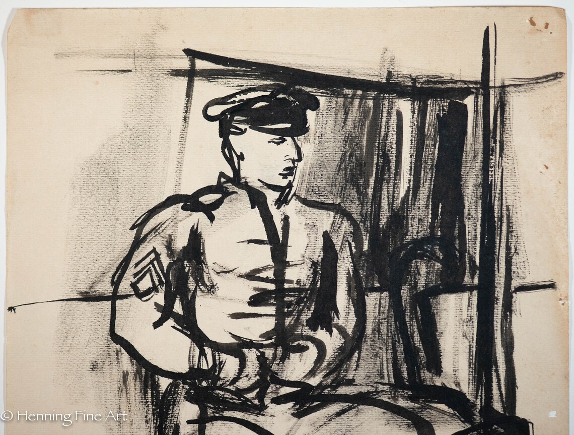 Beautiful Vintage Carl Shaffer Impressionist Painting Soldier Portrait ...