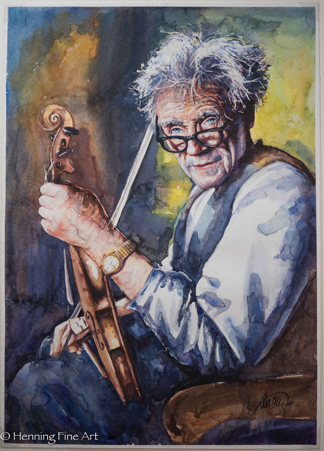 Gorgeous Atanur Dogan Watercolor Portrait Painting of Violinist, Fine ...