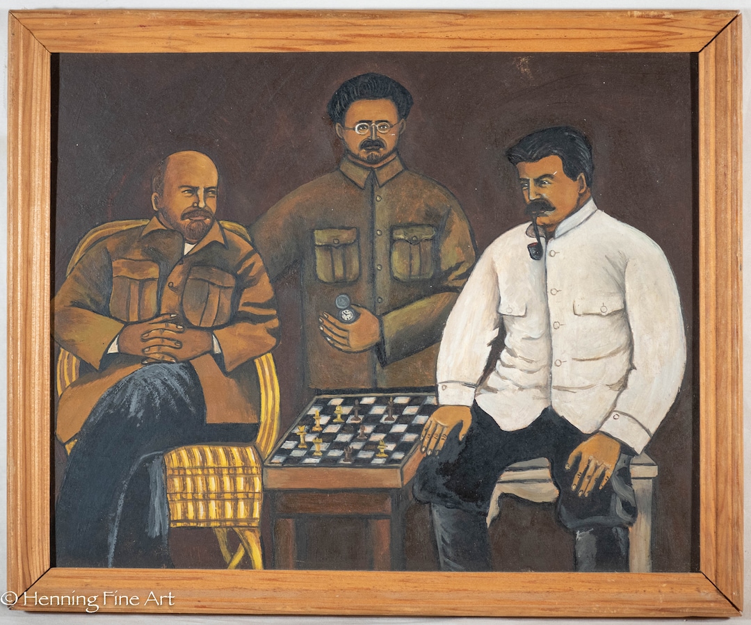 Vintage Oil Painting of Vladimir Lenin Leon Trotsky Joseph Stalin ...