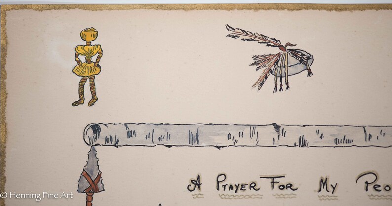 Fine Seneca Native American Hand Written Poem and Watercolor by Reva ...