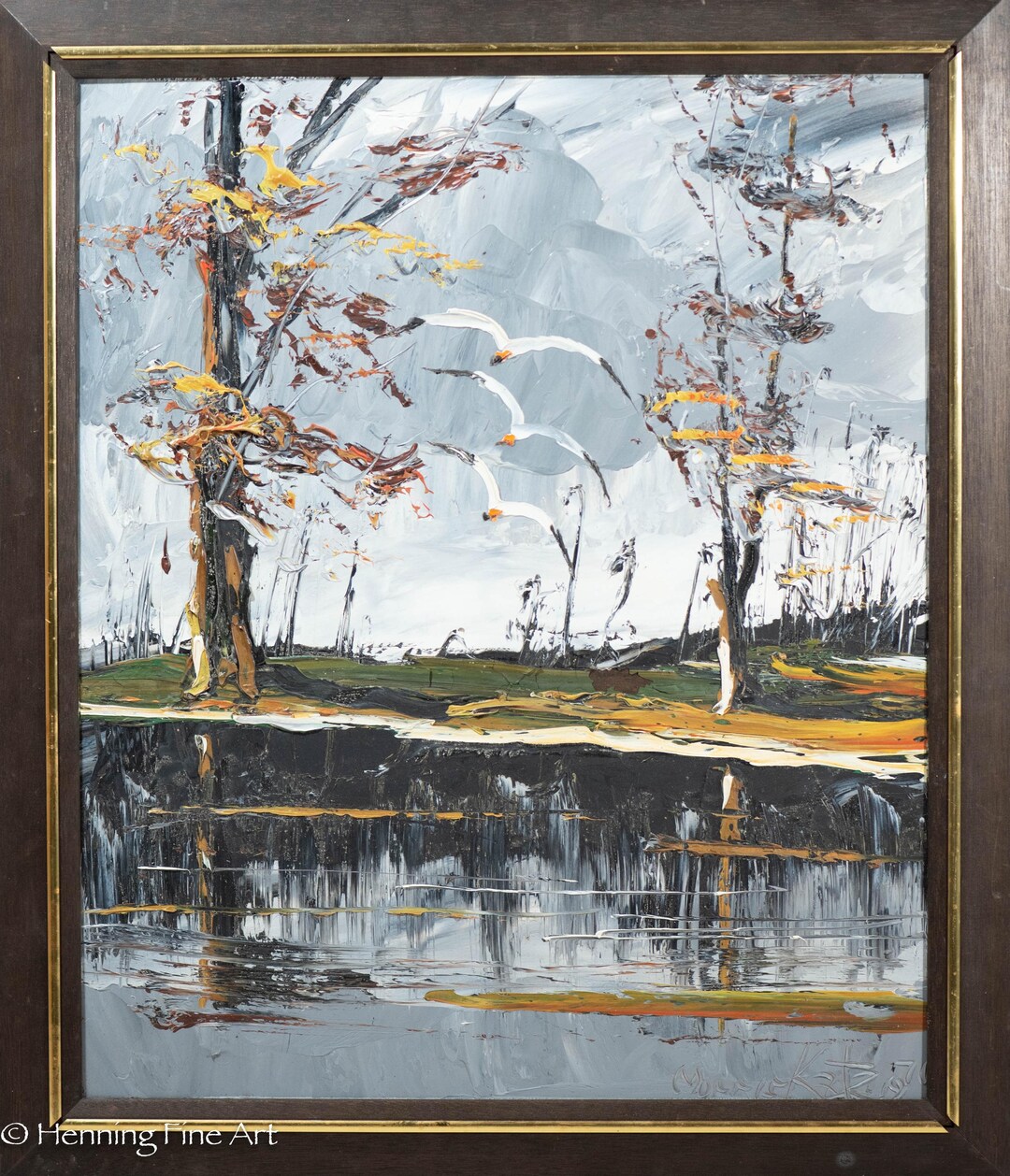 Beautiful Vintage Morris Katz Impressionist Oil Painting Lake Landscape ...