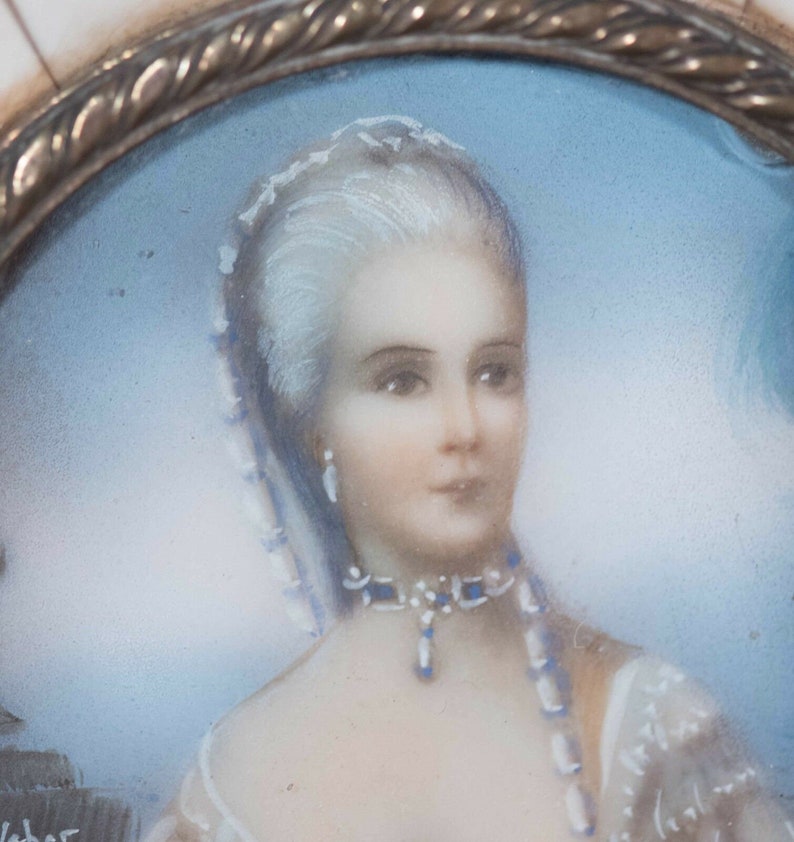 Beautiful Antique Miniature Portrait Painting of Victorian Women ...