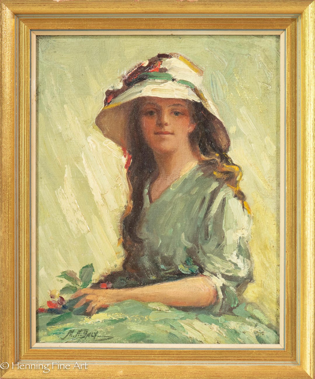 Exceptional Matthew Daly Impressionist Oil Painting Female Portrait ...