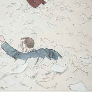 Rare Original Litigation Magazine Illustration Cover Art Drawing Signed ...