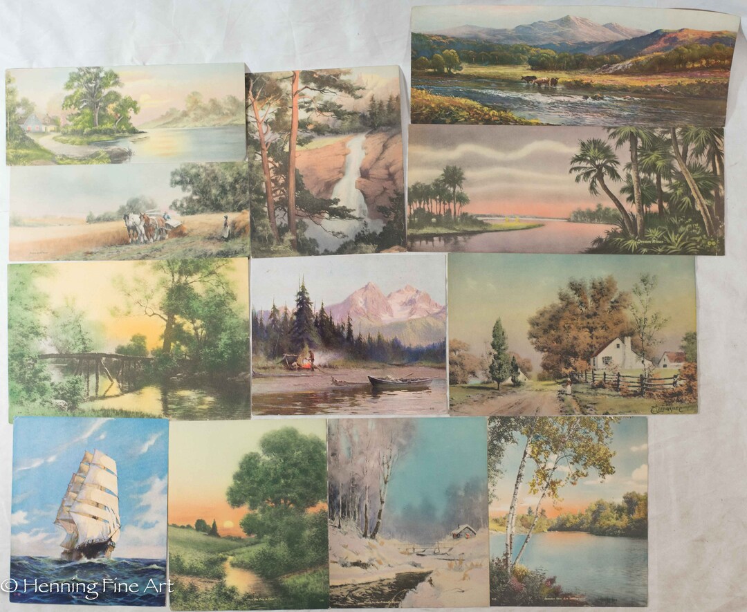 Beautiful Antique Color Lithograph Landscape Collection of 12 Prints ...