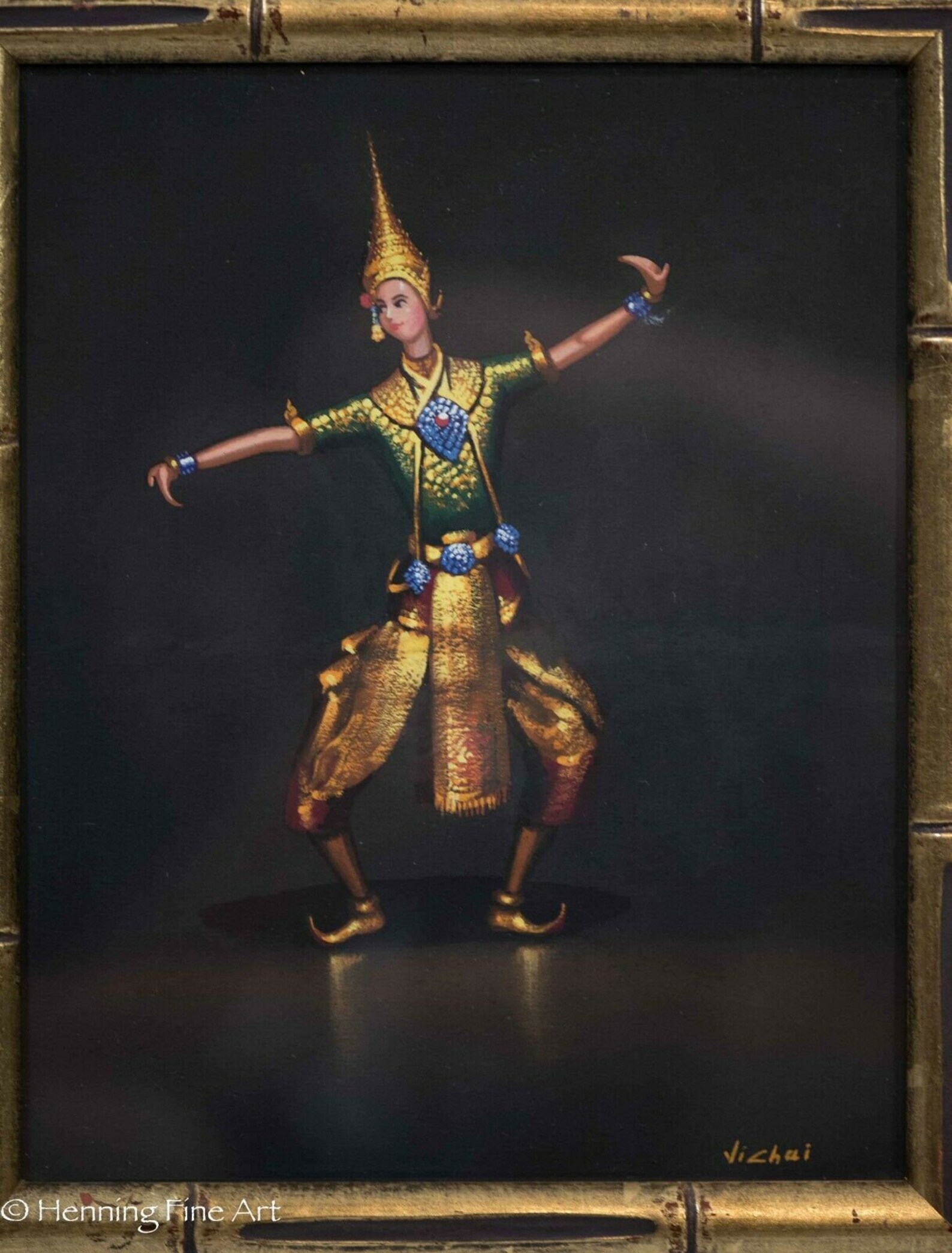 Vintage Indonesian Paintings of Traditional Dancer, Set of Two Signed ...