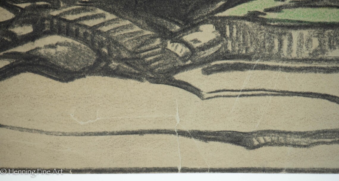 Rare Louis Reckelbus Drawing of St. Ives Cornwall England Stone Ruins ...