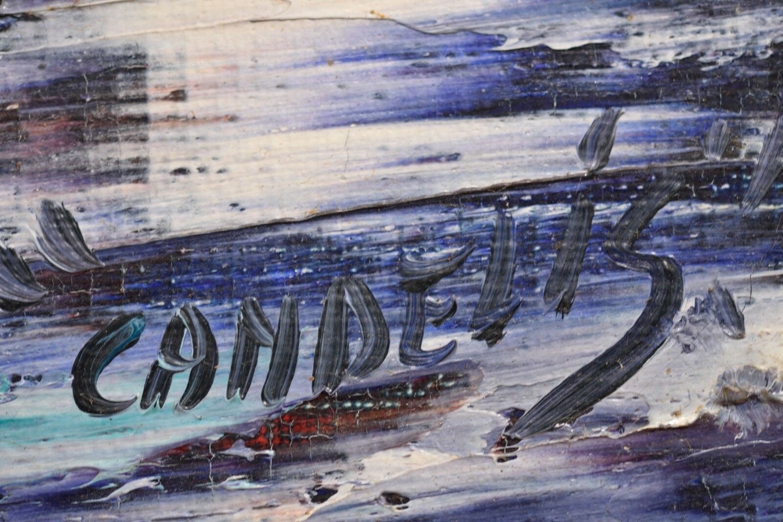 Gay Candelis Original Oil Painting, Winter River Landscape, Signed ...