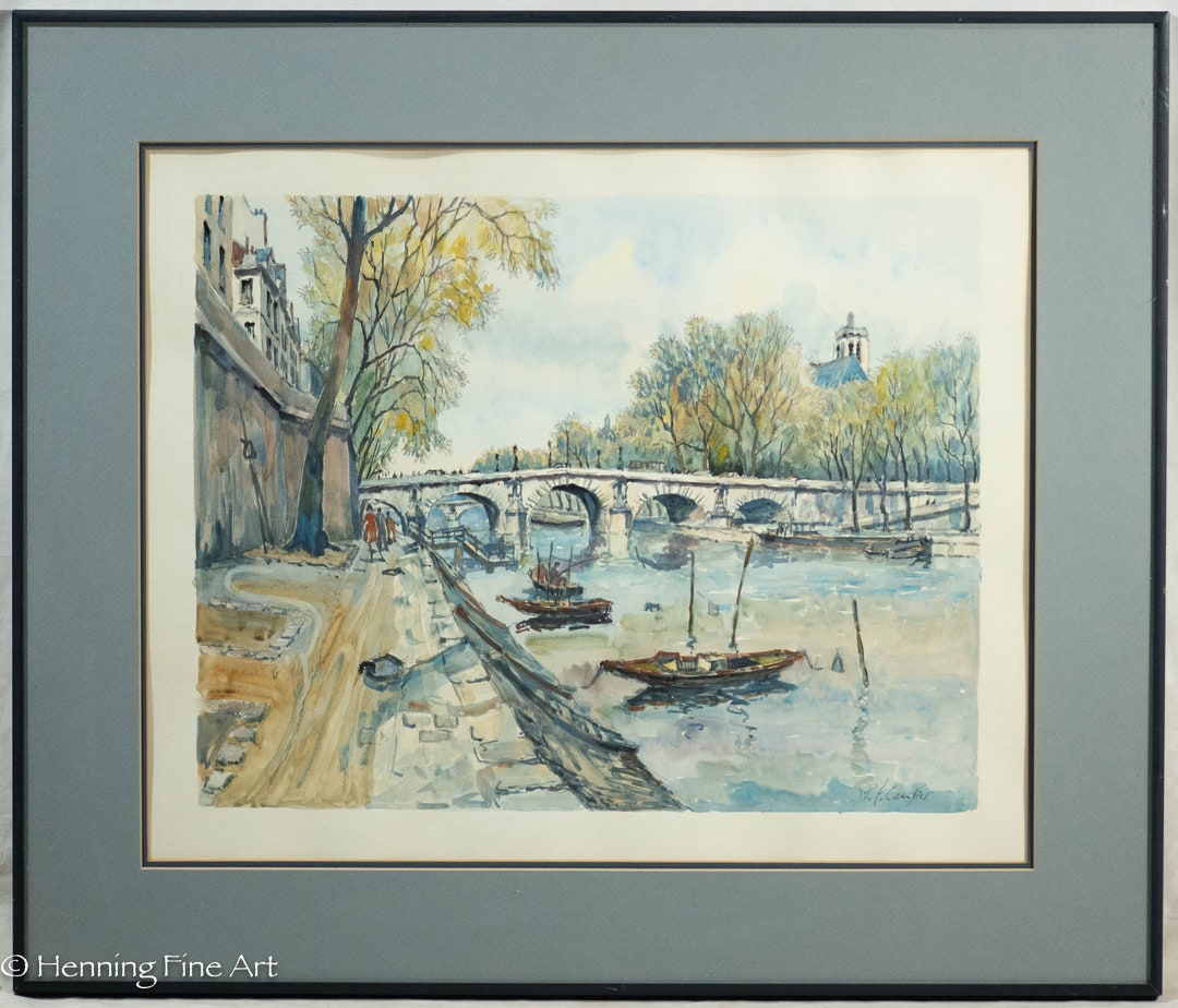 Beautiful Vintage Impressionist Paris France Painting of Pont Marie ...