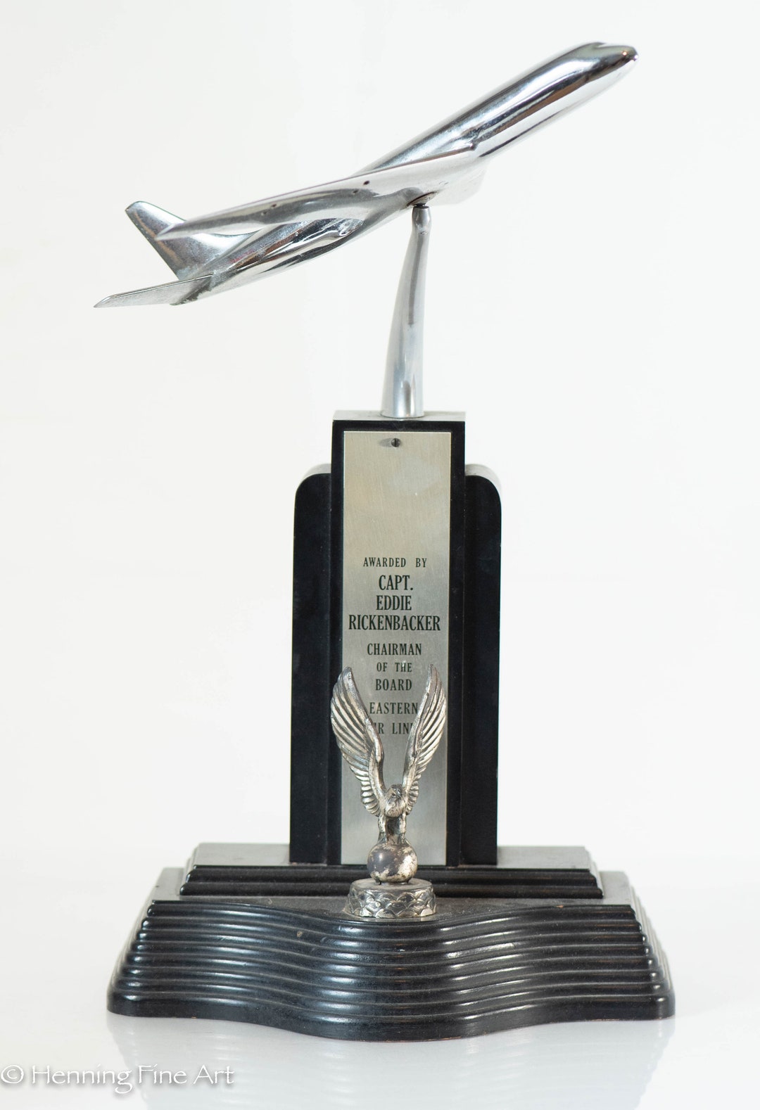 Vintage Aviation Trophy Awarded by Eddie Rickenbacker Aluminum Desk ...