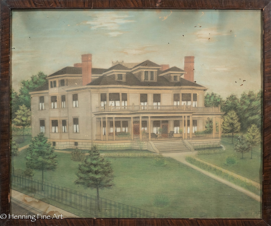 Beautiful Antique John C.C. Mayo Mansion Drawing 1918 Paintsville ...