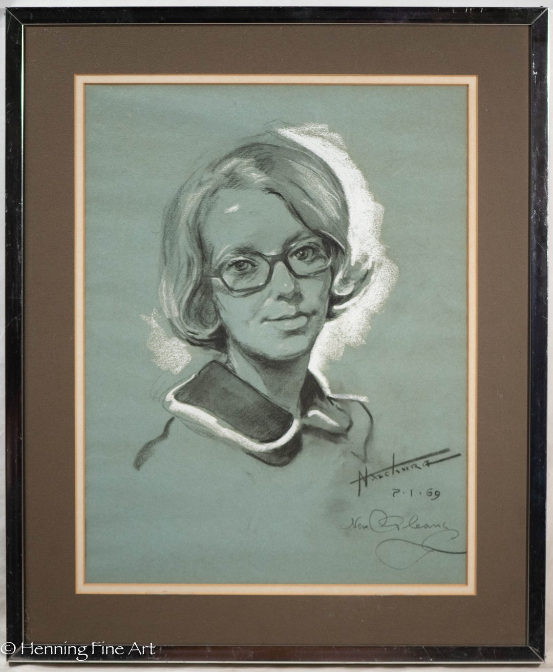 Beautiful Vintage Mid Century Female Portrait Signed - New Orleans 1969 ...