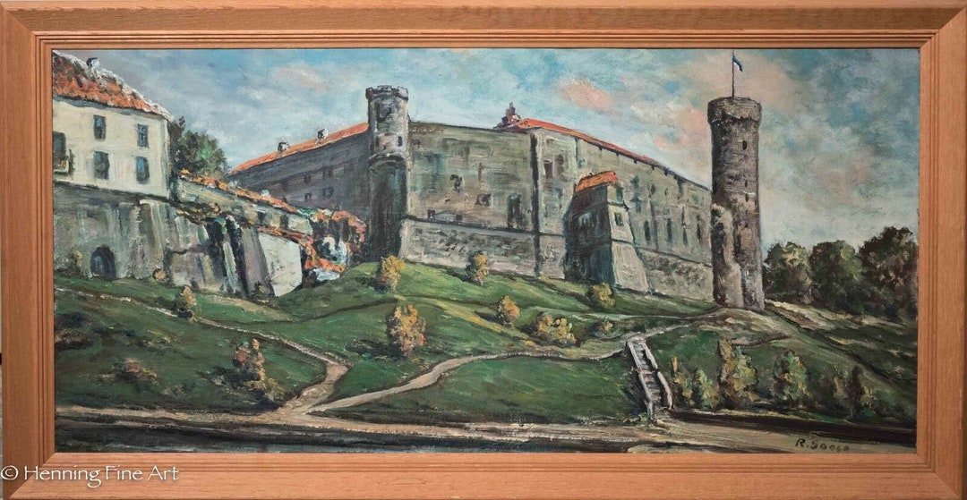 Beautiful Mid Century Oil Painting of European Citadel / Castle, Signed ...