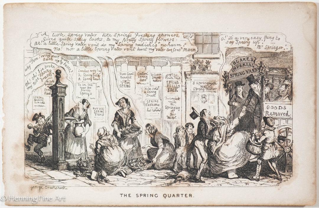 Antique George Cruikshank Etching the Spring Quartet 19th Century Fine ...