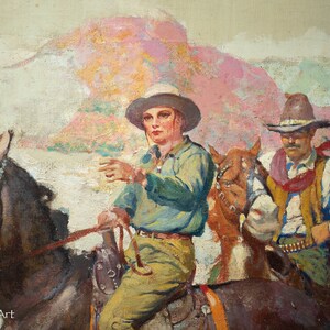 Beautiful George William Gage Oil Painting Cowboy Western Landscape ...