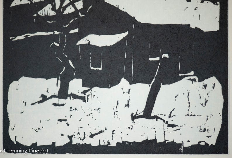 Vintage Jacob Pins Woodcut of a Snowy Cabin - Etsy