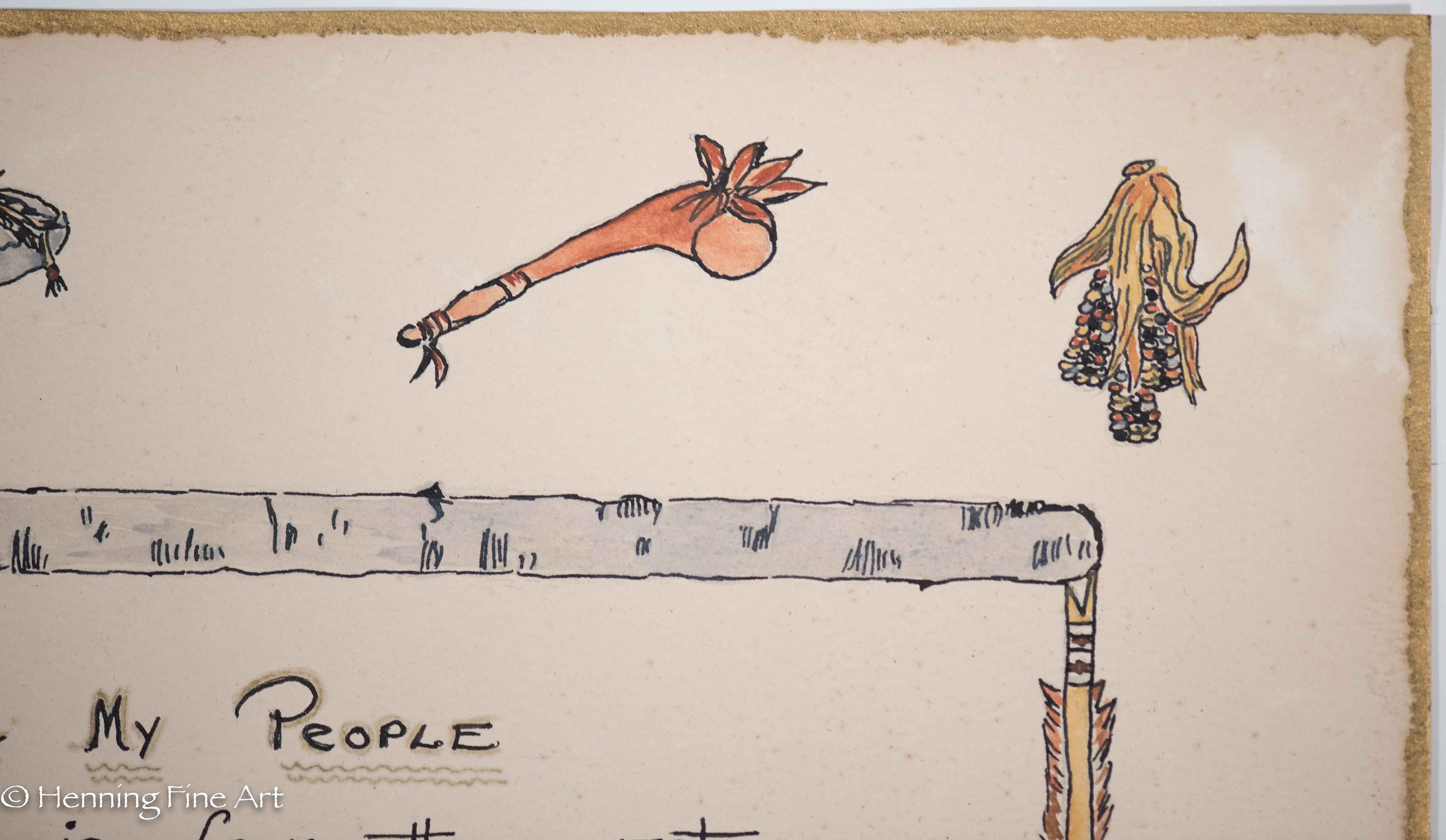 Fine Seneca Native American Hand Written Poem and Watercolor by Reva ...