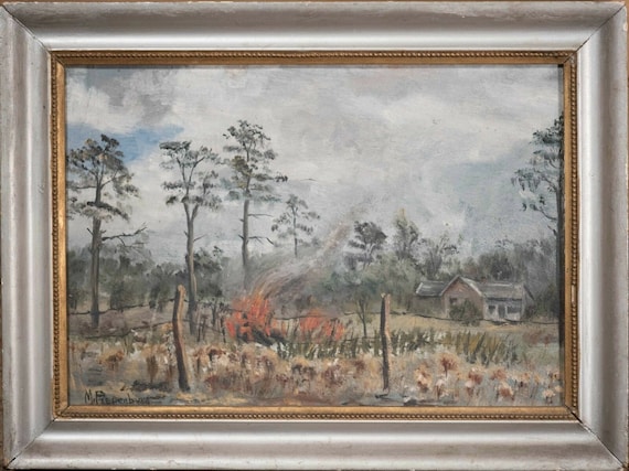Antique Oil Painting Beautiful American Homestead - Etsy