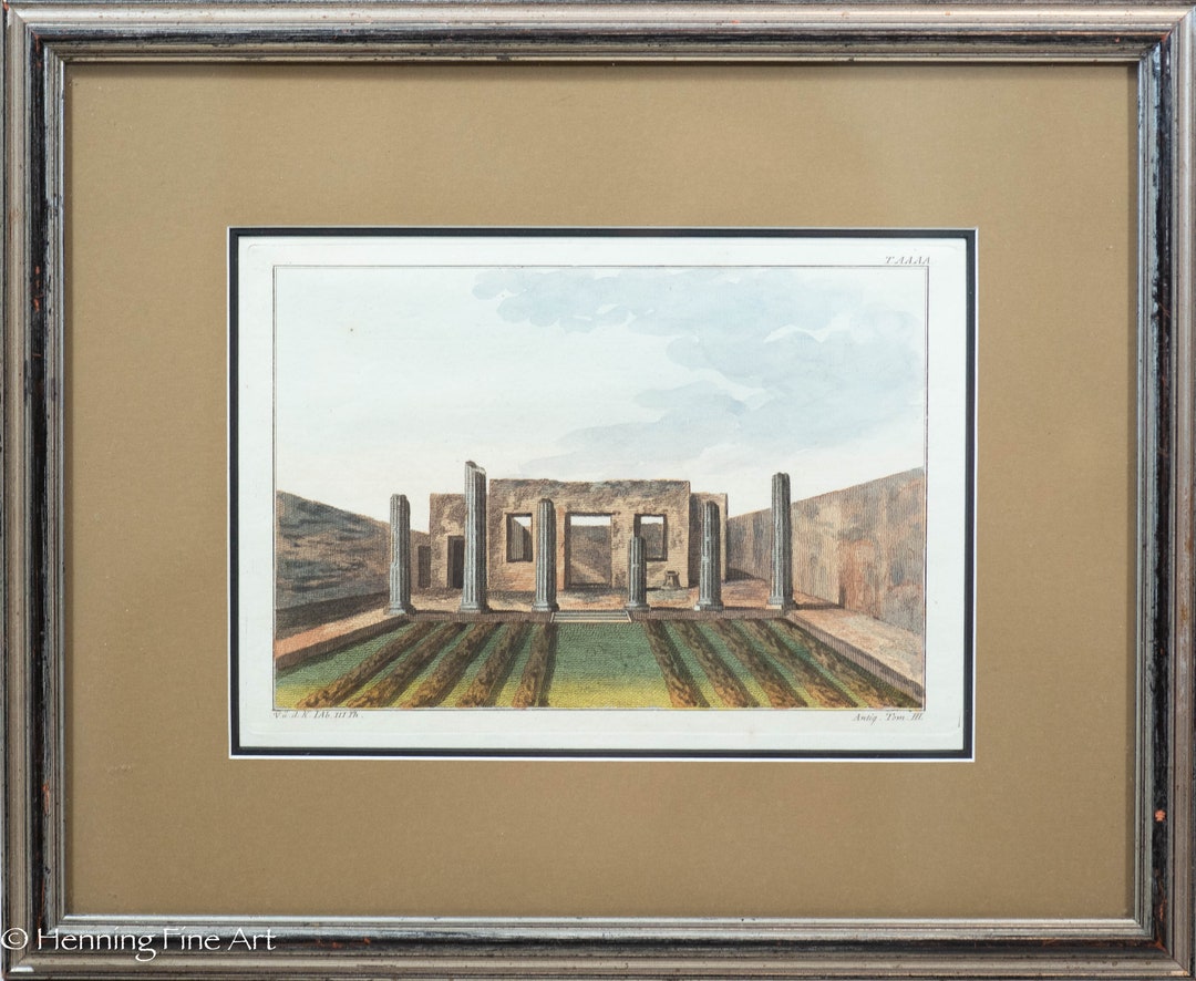Beautiful Antique Engraving of Pompeii, Ancient Roman City Ruins, FINE ...